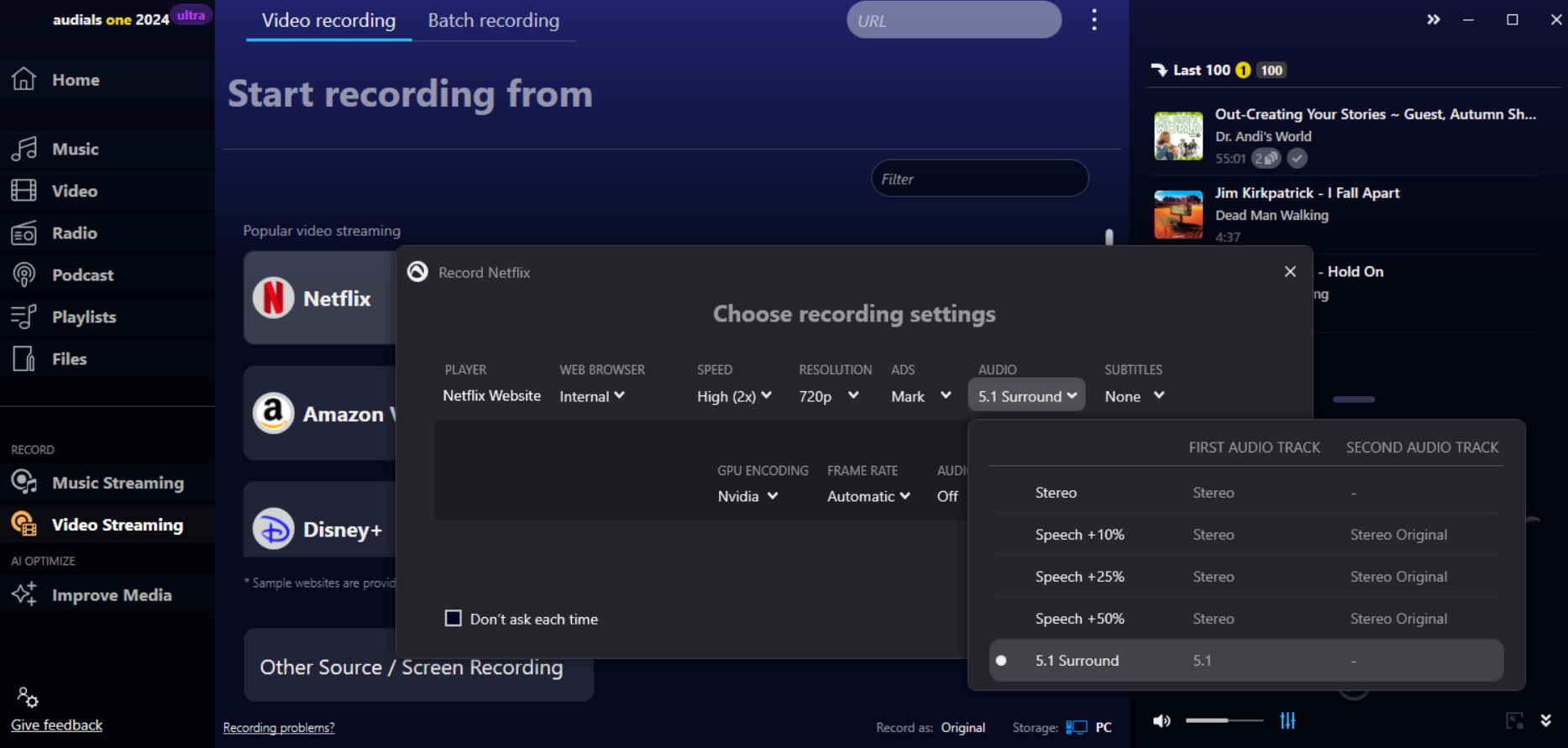 Video Streaming: Record 5.1 sound – Audials Support