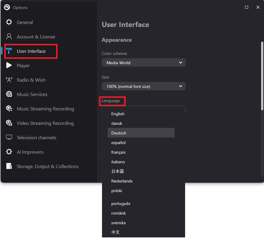 Available languages in Audials software – Audials Support
