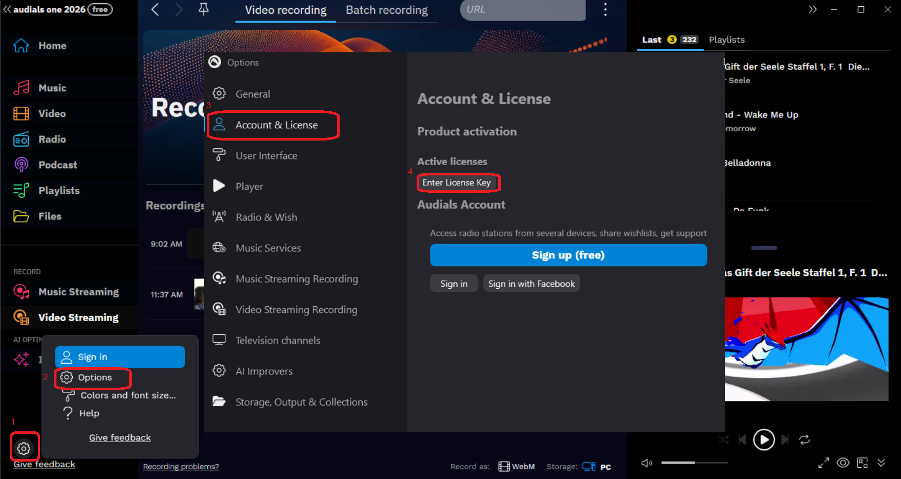 Activating Audials with license and account – Audials Support